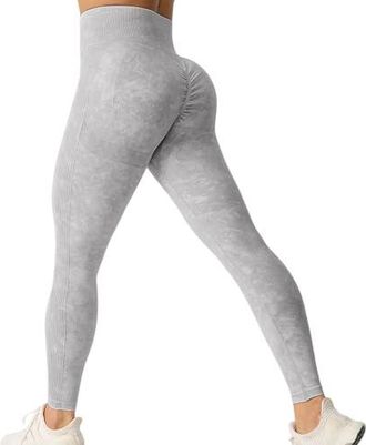 Generic Legging anti-cellulite pour femme - Lifting des fesses - Taille haute - Pantalon de sport moulant et l&eacute;ger - Legging de yoga pour femme, Light Ashy, X