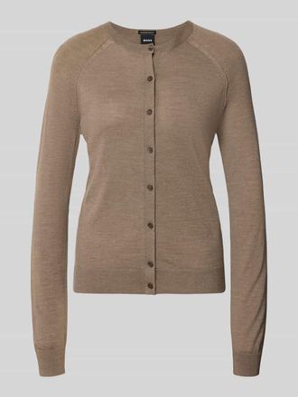 HUGO BOSS Regular Fit Strickjacke aus reiner Schurwolle Modell Fonami
