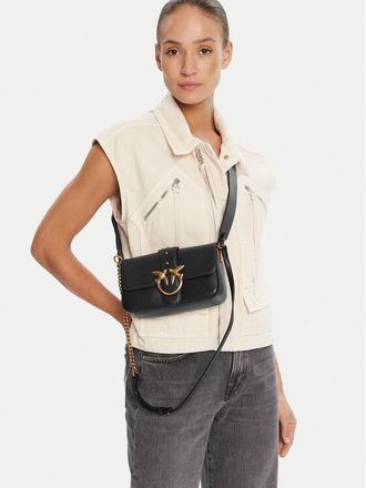 Pinko Handtasche Love One Mini Slouchy Fl PE 25 PLTT 104340 A0QO Schwarz