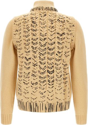 Maison Margiela Openwork Virgin Wool Cardigan - Beige