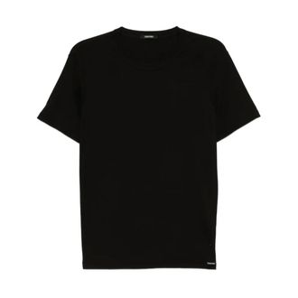 Tom Ford Homme, Tops, Noir, Taille: M T-shirt ras du cou en jersey de coton stretch