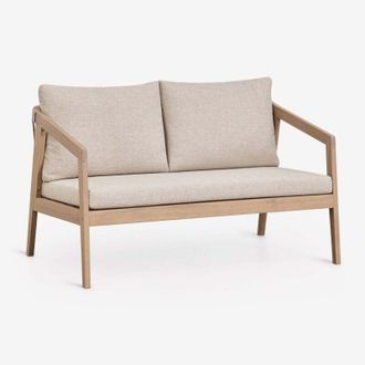 Sklum 2-Sitzer Garten-Sofa aus Akazienholz und geflochtener Schnur Kaela Helles Akazienbraun