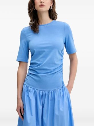 Never Fully Dressed Gerafftes Grace Popeline-Maxikleid - Blau