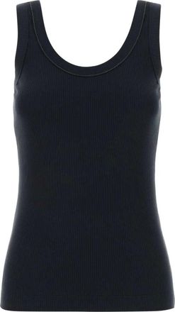 Brunello Cucinelli Femme, Tops, Bleu, Taille: 42 FR D&eacute;bardeur en Coton Stretch avec D&eacute;tail Monili