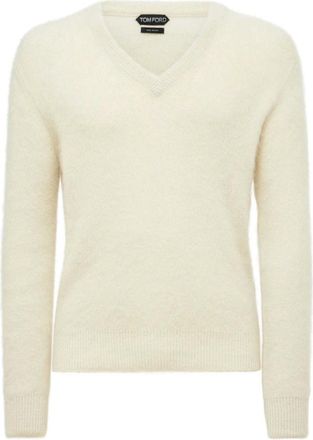 Tom Ford Homme, Pulls, Blanc, Taille: XL Pull avec col en V