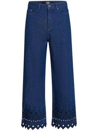 Karl Lagerfeld Cropped-Jeans mit Lochstickerei - Blau