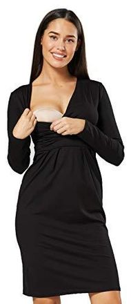 Happy Mama Aux Femmes Maternit&eacute; Allaitement Crayon Jersey D&eacute;sinvolte Robe 285p (Noir, 44, 2XL)