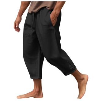 Generic Hose Herren - Einfache Herren-Sommerhose mit Seitenschlitz f&uuml;r atmungsaktiven Komfort l&auml;ssigen Freizeitstil