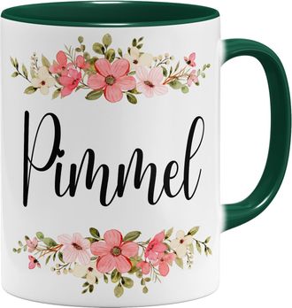 OM3 witzige Pimmel Kaffee-Tasse mit Spruch - Blumig Kitschig - Keramik Becher - 325ml - Beidseitig Bedruckt - Gr&uuml;n
