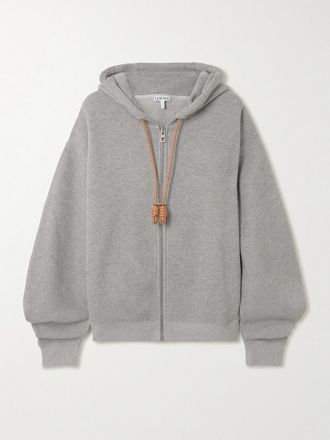 Loewe Flamenco Hoodie Aus Jersey Aus Einer Baumwollmischung Mit Lederbesatz - Grau
