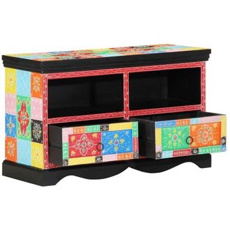 vidaXL Meuble TV Multicolore 80 x 35 x 50 cm Bois de manguier massif vidaXL