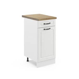 Vicco Meuble Cuisine R-Line, Blanc Campagne/Blanc, 40 cm, PT Ch&ecirc;ne