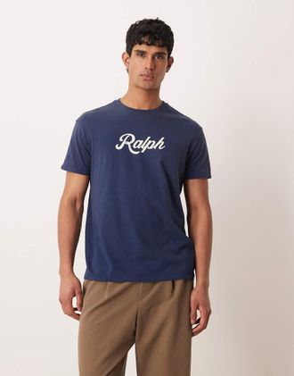 Polo Ralph Lauren T-Shirt in Marineblau mit Logoschriftzug auf der Brust-Wei&szlig;