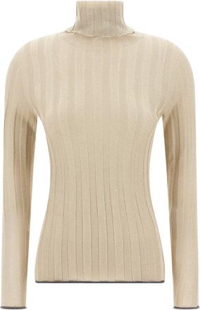 Fabiana Filippi Femme, Pulls, Jaune, Taille: 40 FR Lurex Turtleneck Sweater