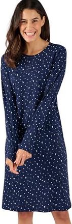 Damart Chemise De Nuit Thermique Thermolactyl en Maille Jersey Femme Bleu Imprim&eacute; Taille 54-56 (XXL)