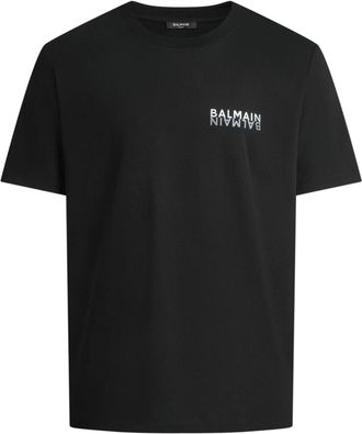 Balmain Homme, Tops, Noir, Taille: 2XS Mirror T-shirt