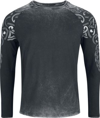 Black Premium by EMP Herren schwarzes Langarmshirt mit gro&szlig;em Totenkopf-Backprint XL