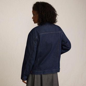 Lands End Trucker-Jeansjacke, oversized, Damen, Größe:44-46 regular, Blau, Baumwoll-Mischung/Polyester-Mischung, by Lands End