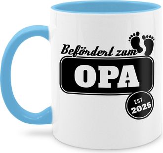 Shirtracer Tasse Tassen 325ml - Großvater - Befördert zum Opa est. 2025-325 ml - Hellblau - geschenk werden opa-tasse opas kaffeetasse geworden für grossvater op