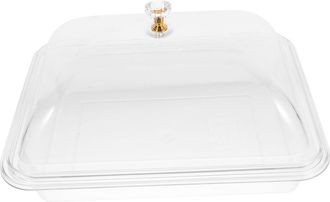 Pretyzoom Transparentes Serviertablett Aus Acryl Multifunktions-Buffet-obsttablett Desserttablett F&uuml;r Restaurants Schreibtischaufsatz Mit Deckel F&uuml;r Salat Kuche