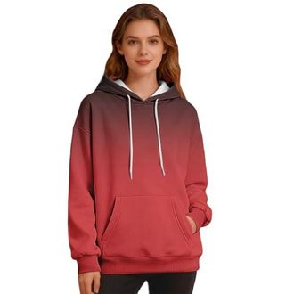 Generic Pull &agrave; capuche tendance d&eacute;grad&eacute; pour femme, manches longues, pull &agrave; capuche surdimensionn&eacute; confortable, streetwear d&eacute;contract&eacute;, coupe ample, avec poch