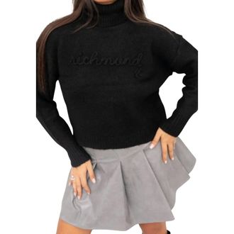 John Richmond Femme, Pulls, Noir, Taille: 40 FR Pull &agrave; col roul&eacute;