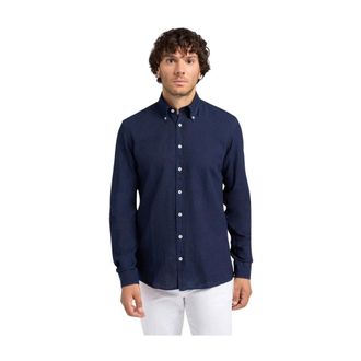 Brooks Brothers Slim Fit Baumwoll-Leinen Chambray Button-Down-Hemd - - Shirts - Herren - Blau - 2XL