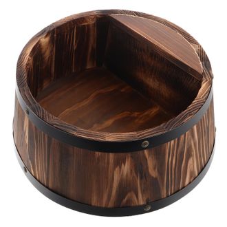 Lurrose Wandmontiertes Weinfass Regal Rustikal 35X30cm Flaschenregal f&uuml;r Bar Spirituosen Pr&auml;sentation Platzsparend und Vielseitig