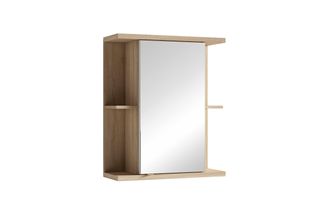 Byliving Spiegelschrank Nebraska/Sonoma Eiche-Optik hell-braun/Badschrank mit Spiegeltür / 1-türiger Spiegel Hängeschrank/Badezimmer/Bad-Spiegel/viel Stauraum/