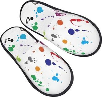 Generic Fourrure Pantoufles &Eacute;claboussures De Peinture Abstraites Cozy Accueil Pantoufles Chaud Chaussons Maison Pour Chambre Homme Voyage L