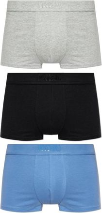 Moschino Homme, Sous-v&ecirc;tements, Multicolore, Taille: S Ensemble de 3 boxers avec bande logo