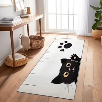 Generic Tapis Cuisine Devant evier, Beige Couloir Antiderapant - Style anim&eacute; Simple Chat Machine Doux, 60 x 120 cm Tapis Couloir pour Salon Chambre Les Chambr