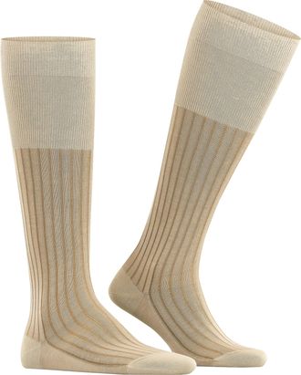Falke Herren Kniestrümpfe beige Baumwolle & Mix Gestreift,unifarben