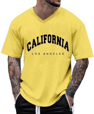 Generic T-shirt surdimensionn&eacute; pour homme - T-shirt d&eacute;t&eacute; &agrave; col rond &agrave; manches courtes - Avec imprim&eacute; urbains - Chemises basiques pour homme - Chemises d&eacute;contr