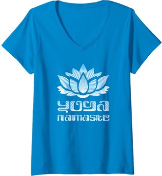 Fire Fit Designs Damen Yoga -Hemd Namaste Yoga Bekleidung Yoga Om Namaste Yoga T-Shirt mit V-Ausschnitt