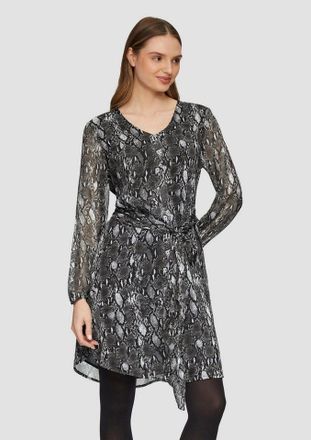 s.Oliver Minikleid Kleid Chiffon-Kleid mit Eingrifftaschen und Bindeband