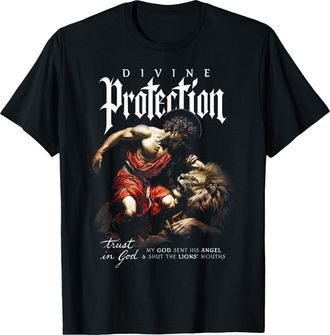 Trendy Apparel Devine Protection Trust In God Angel V Lion T-Shirt