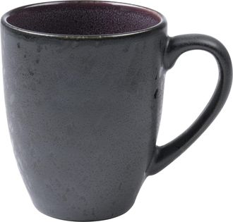 Bitz Kaffeetasse/Kaffeebecher, Tasse aus robustem Steinzeug, 30 cl, schwarz außen/lila innen