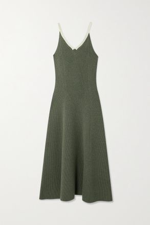 Loewe Midikleid Aus Gerippter Wolle - Gr&uuml;n