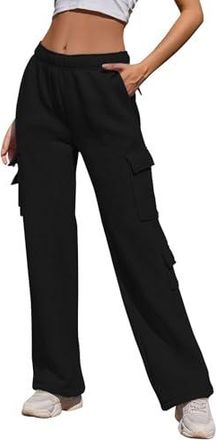 Generic Womens Cargo Sweatpants Casual Baggy Fleece High Waisted Joggers Pants Wide Leg Athletic Trousers with Pockets Robe Tee Shirt Femme Longue Pantacourt 