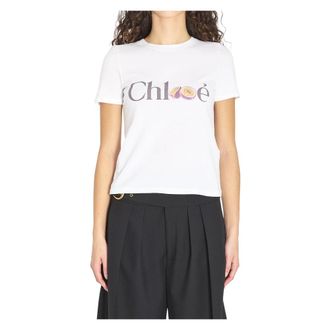 Chlo&eacute; T-Shirt mit Logo-Detail - - Tops - Damen - Wei&szlig; - M