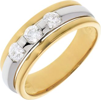 Edenly Trilogie Ring Sonnenfinsternis in Weiss- und Gelbgold - 0.44 Karat - 3 Diamanten
