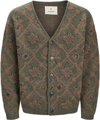 Jack & Jones Jprblumagne Cardigan en Tricot, Olive Night/Motif : Marron, XXL Homme