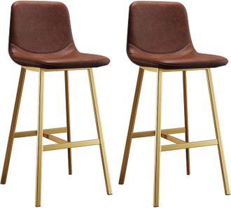 Generic Barhocker mit R&uuml;ckenlehne, 150 kg belastbar, aus PU-Leder, ideal f&uuml;r K&uuml;cheninseln; gepolsterte Barhocker mit Fu&szlig;st&uuml;tze; Esszimmerst&uuml;hle f&uuml;r die Bar