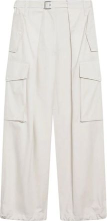 Loewe Pantalon Cargo en Coton et Soie - Femme - Pantalons - Blanc - Taille: 34 FR