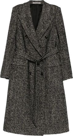 Tagliatore Doppelreihiger Mantel mit Fischgrätenmuster - Schwarz