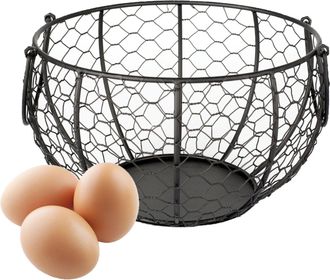 Generico Eierh&auml;user f&uuml;r Frische: Drahthalter im Vintage-Stil, robust, gro&szlig;er Organizer mit Griff f&uuml;r die Aufbewahrung der Bauernk&uuml;che, E