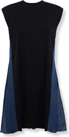 sacai Femme, Robes, Bleu, Taille: 38 FR Denim x Knit Dress