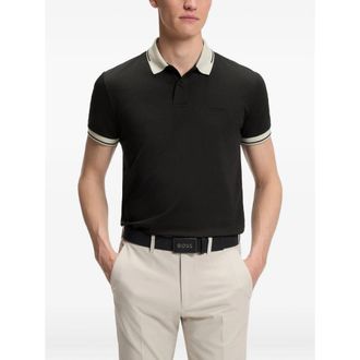 HUGO BOSS Tipped-Collar Cotton Polo - Black