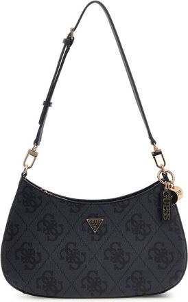 Guess Schultertasche Noelle II Top Zipper Shoulder Bag Coal Logo dunkelgrau